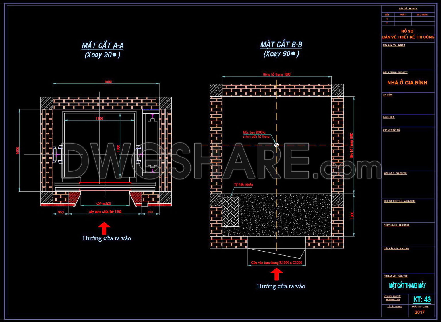 227. Download free CAD drawings of residential elevator technical designs