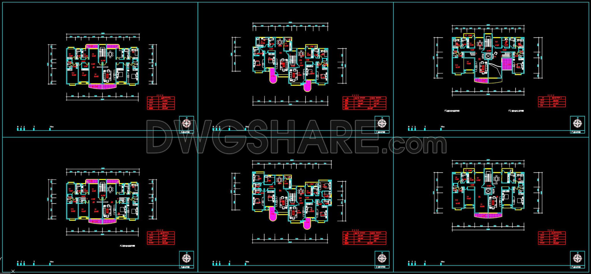 227. Functional layout plans of apartments ranging from 100m2 to 250m2