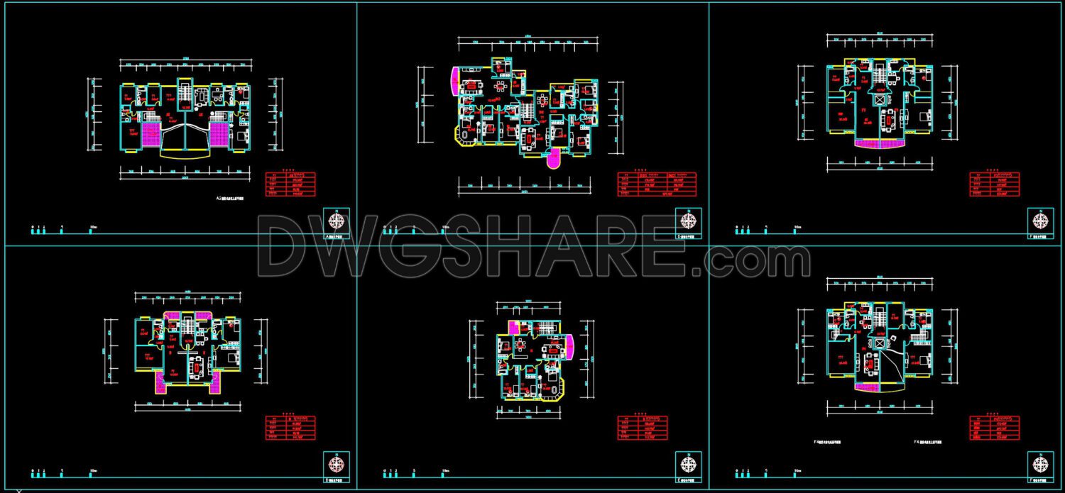 227. Functional layout plans of apartments ranging from 100m2 to 250m2