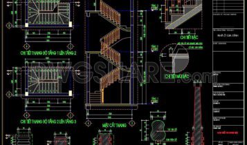 66.Free Download of Steel Stair Plan and Elevation Autocad Drawing DWG