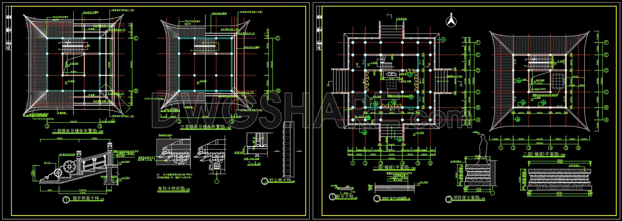 26. Chinese Architecture CAD Drawings - Chinese Tower