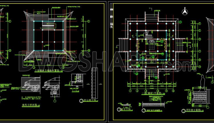 26. Chinese Architecture CAD Drawings - Chinese Tower - Free Cad Blocks ...