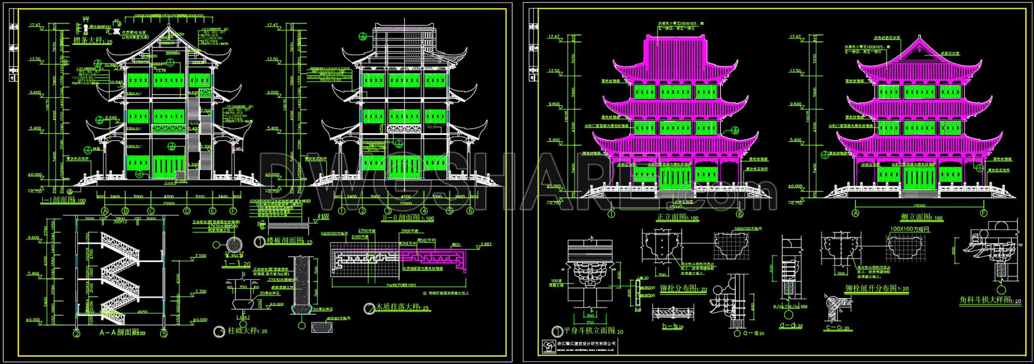 26. Chinese Architecture CAD Drawings - Chinese Tower