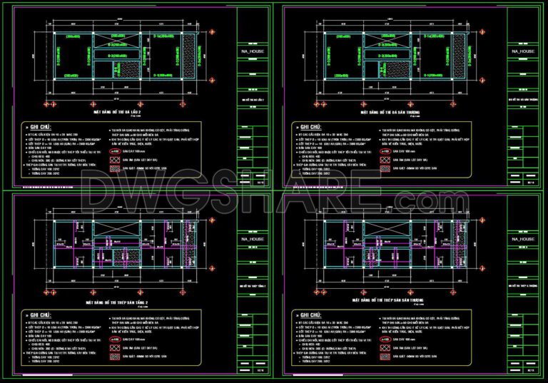 260. Structural Drawings Of 3-Story House A Complete Project 4.8m x 16 ...