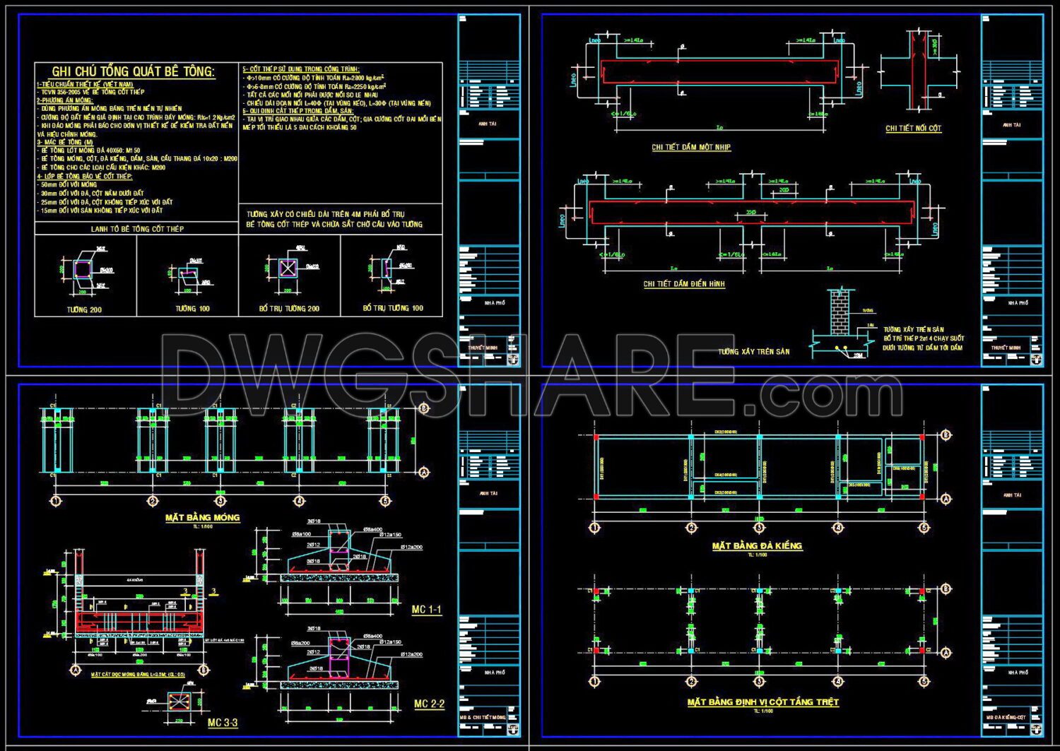 266. Structural Drawings Of 3-Story House A Complete Project 3.5m x 18m ...