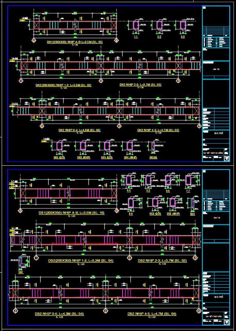 266. Structural Drawings Of 3-Story House A Complete Project 3.5m x 18m ...