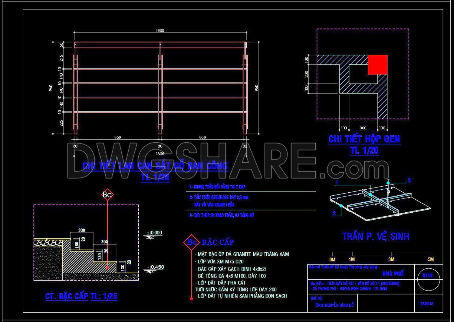 331. Detailed architectural CAD drawings of the balcony, railing of the ...