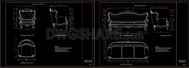 336. Free Download CAD drawings of the technical details of various types of Sofas