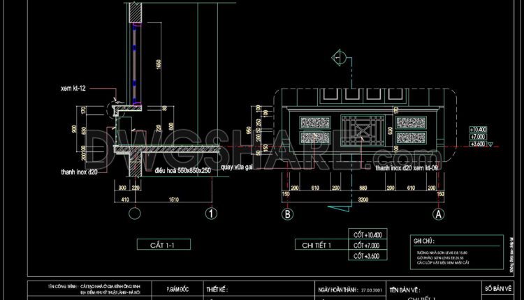 337. Detailed architectural CAD drawings of the balcony, railing of the ...