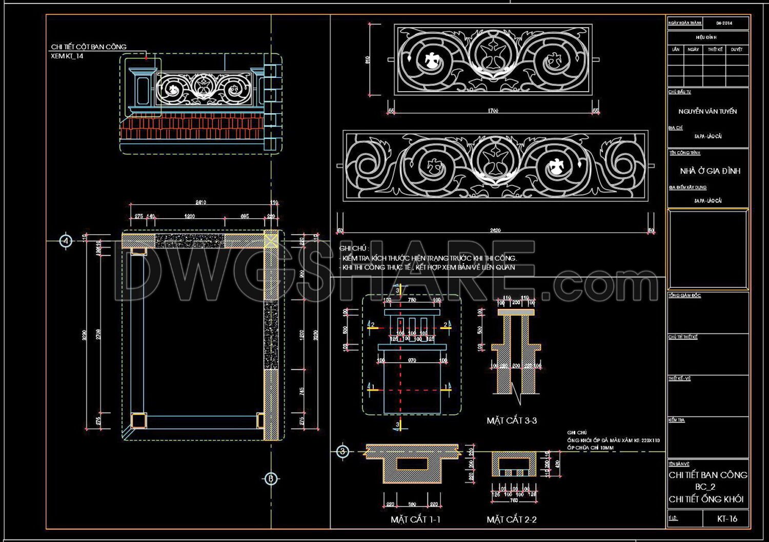 343. Detailed architectural CAD drawings of the facade, balcony ...