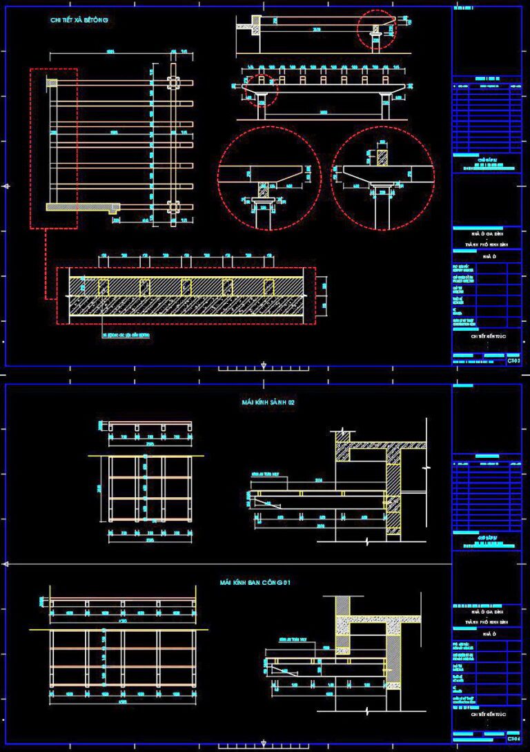 345. Detailed architectural CAD drawings of the facade, balcony ...