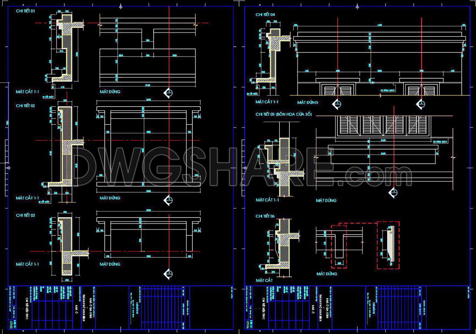 345. Detailed architectural CAD drawings of the facade, balcony ...