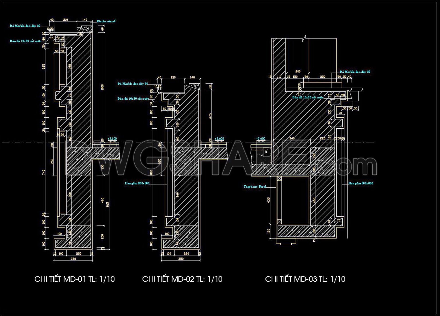513. Free download of detailed architectural CAD drawings for elevations