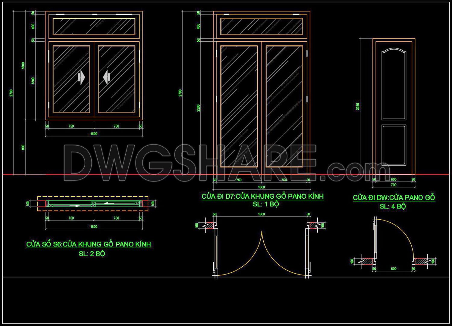 563. Detailed CAD Drawings Of Doors, Windows For Download