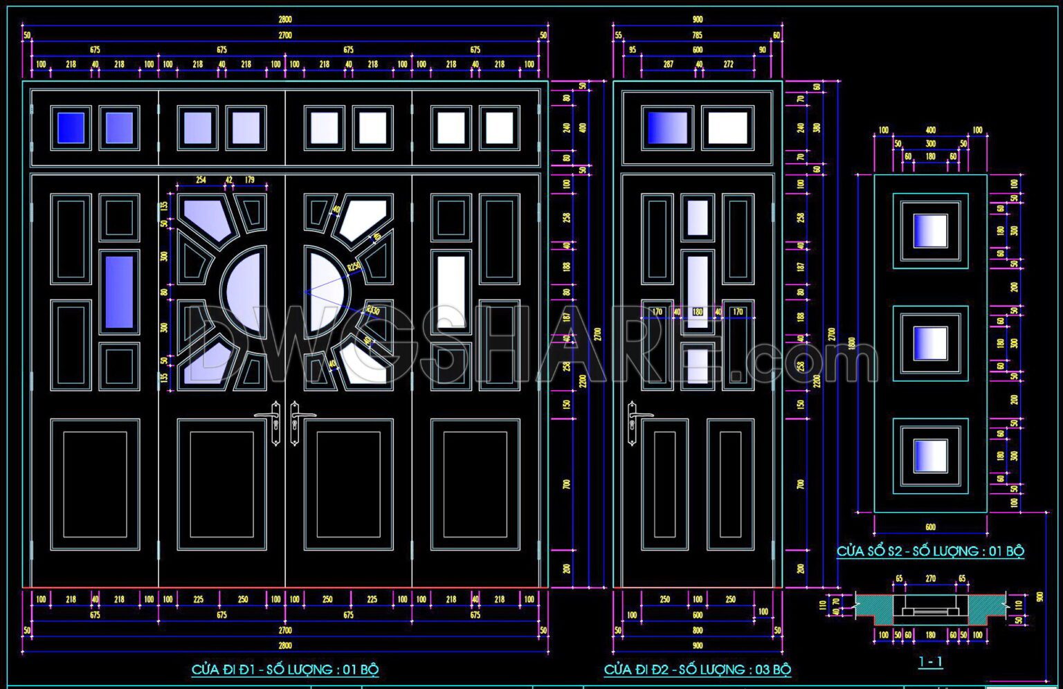 578. Detailed CAD Drawings Of Doors, Windows For Download