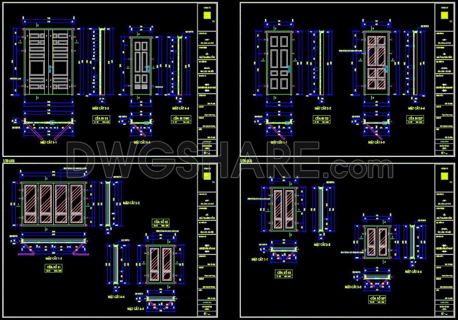 591. Detailed CAD Drawings Of Doors, Windows For Download