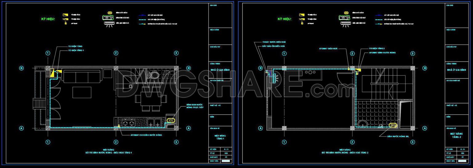 104. CAD drawings for detailed electrical designs for a 6-story townhouse