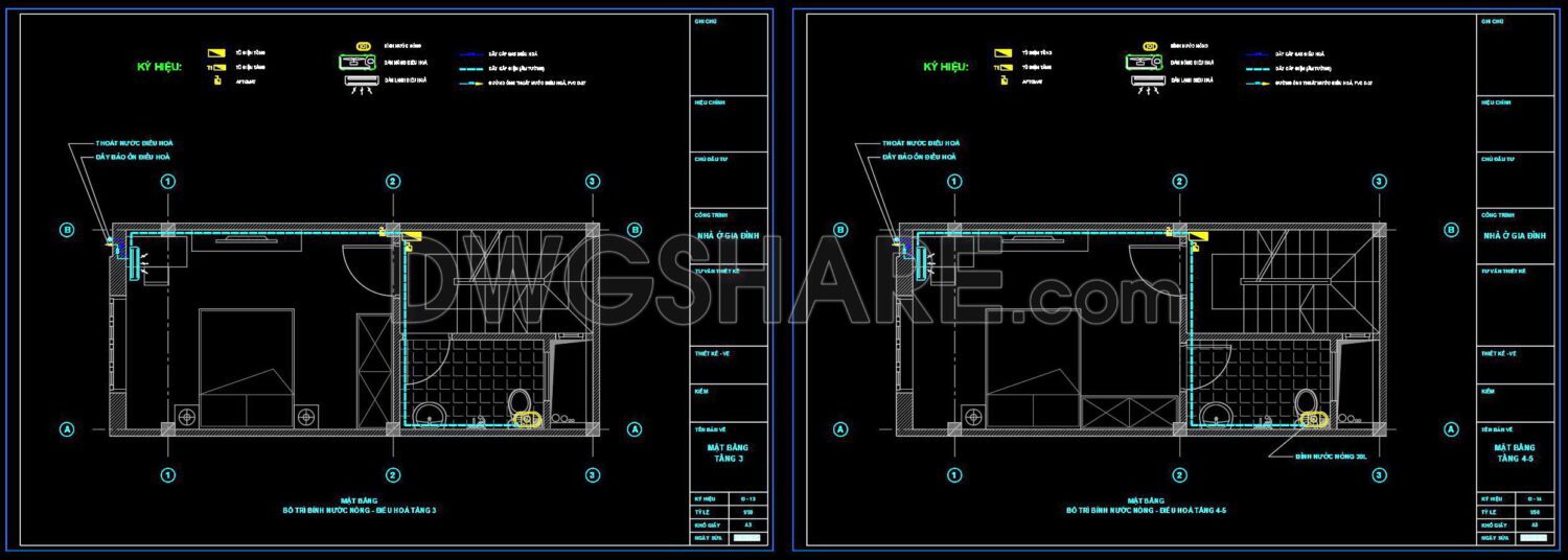 104. CAD drawings for detailed electrical designs for a 6-story townhouse