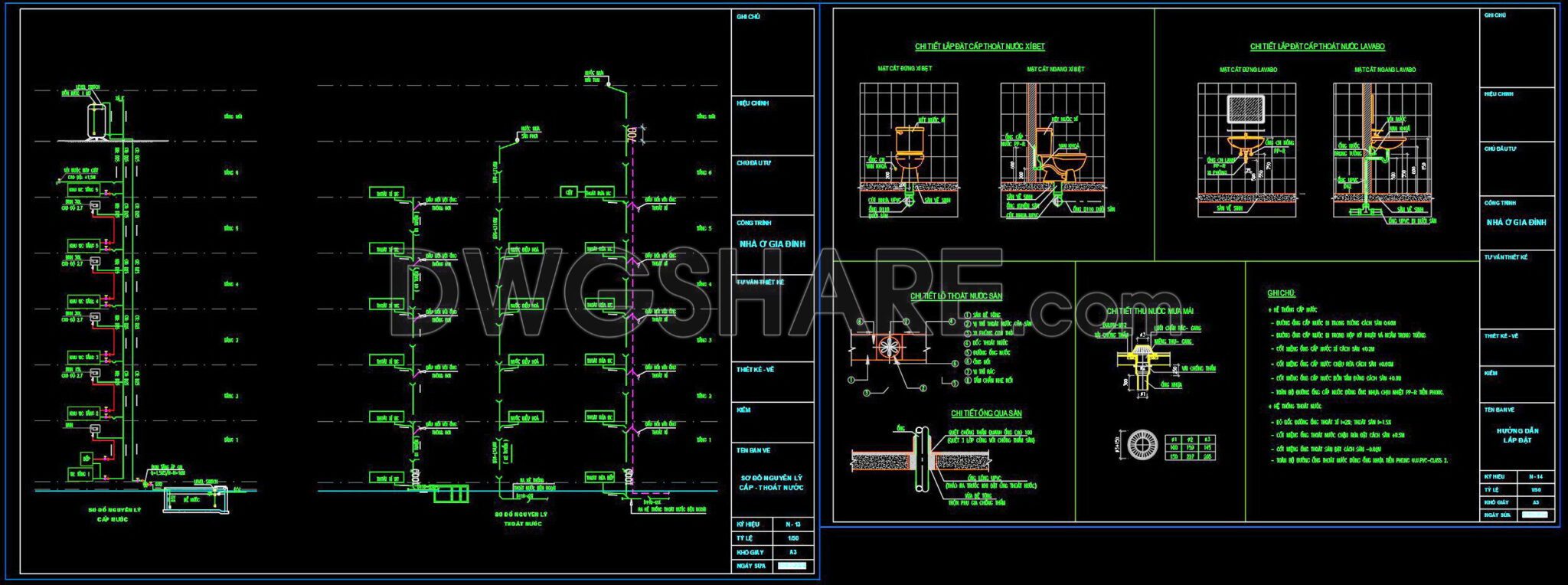 105. CAD drawings detailing the design of water supply and drainage ...