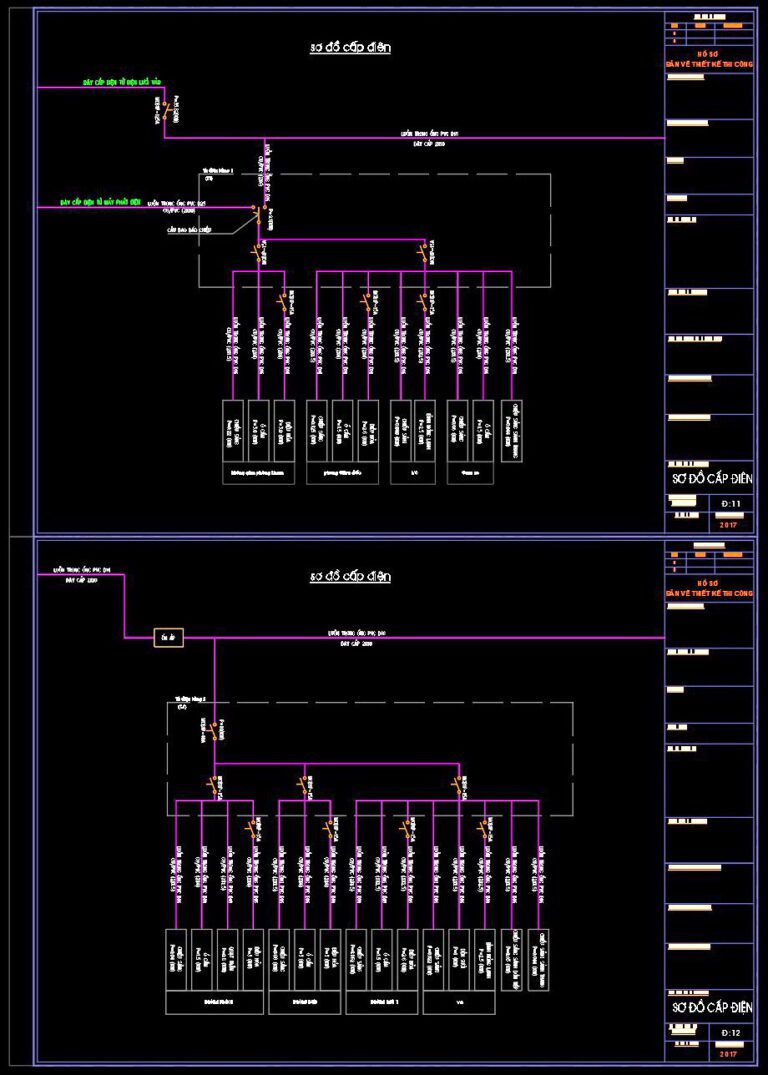108. CAD drawings for detailed electrical designs for a 5-story townhouse