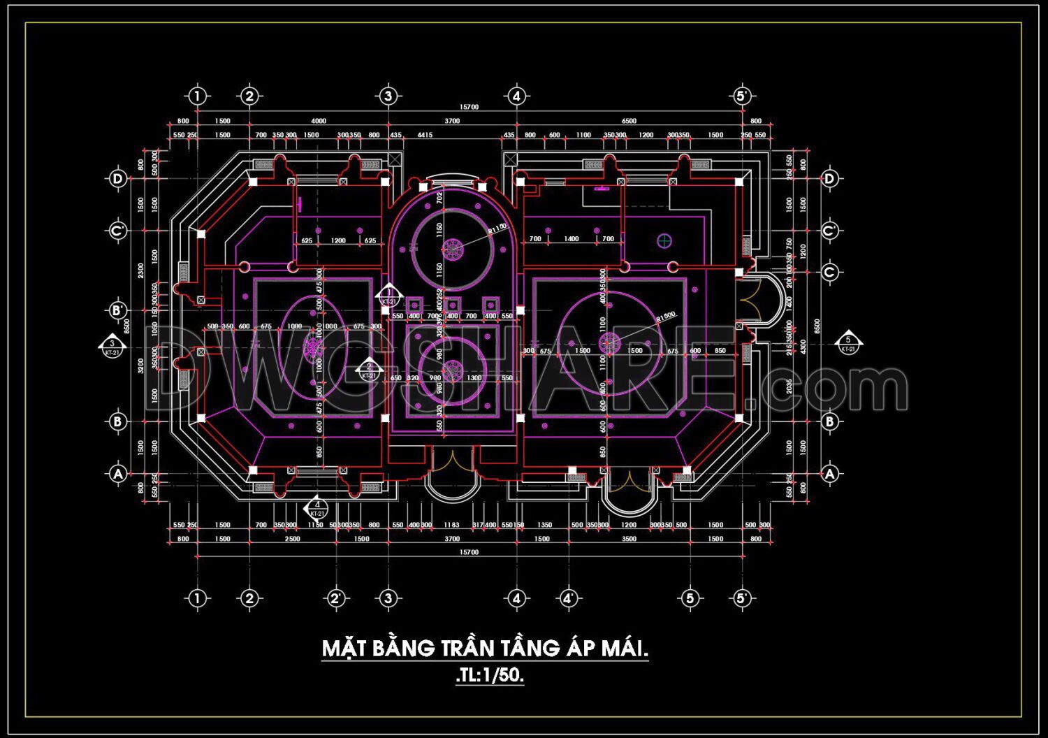 136. Detailed CAD drawings for the ceiling layout design of a 3-story ...