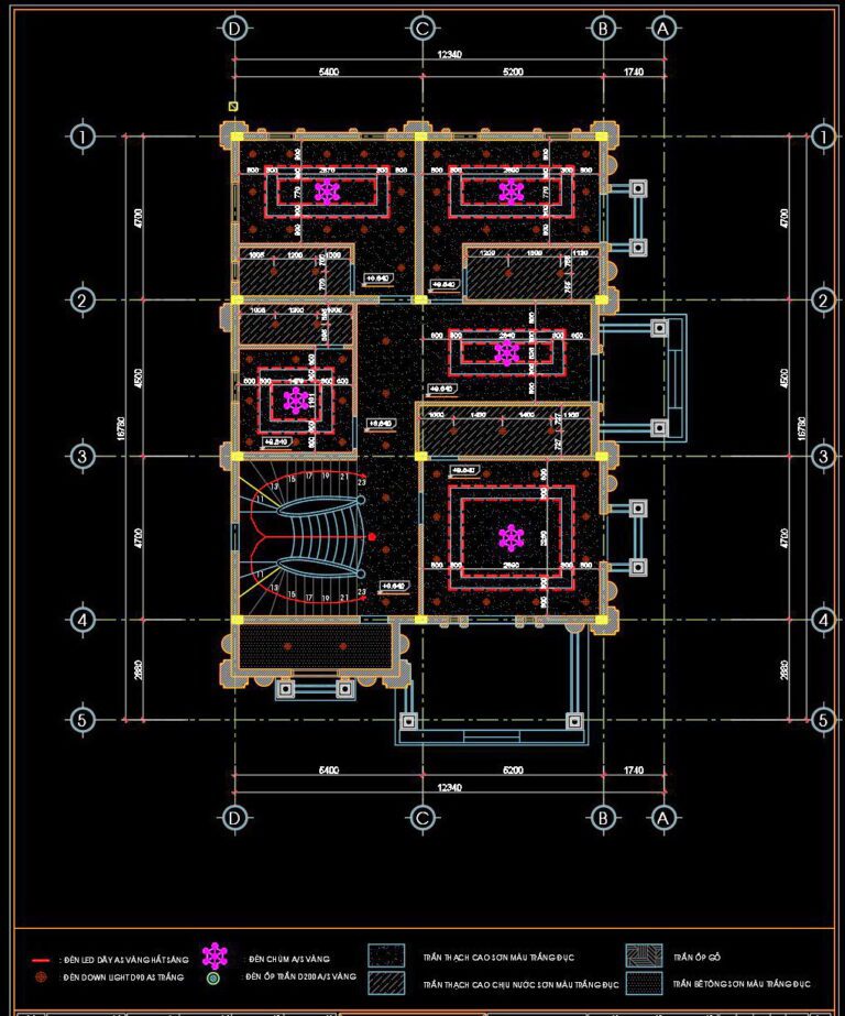 137. Detailed CAD drawings for the ceiling layout design of a 3-story ...