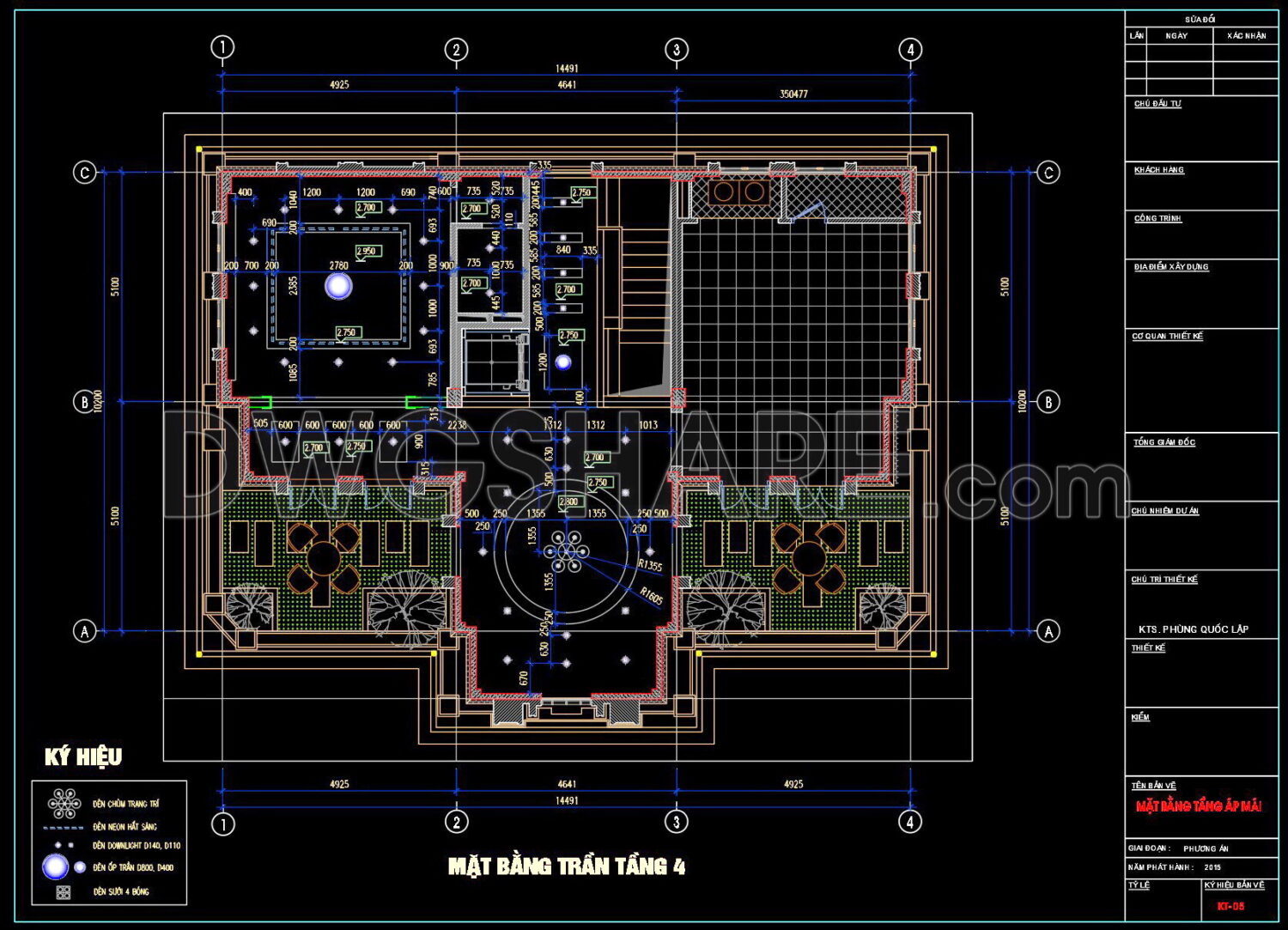142. Detailed CAD drawings for the ceiling layout design of a 4-story ...