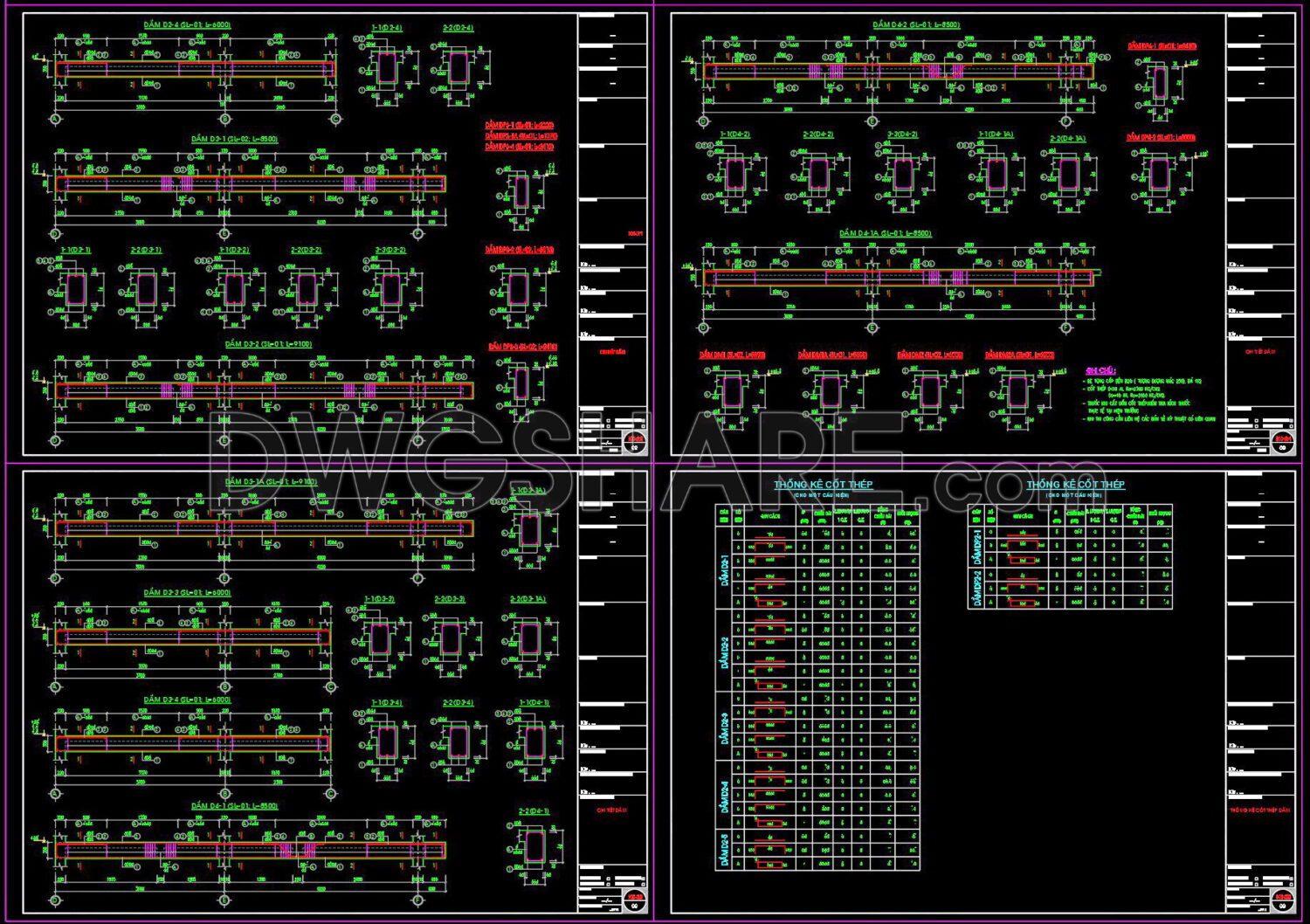 276. Structural Drawings Of 4-Story House A Complete Project 6m x 8.5m ...