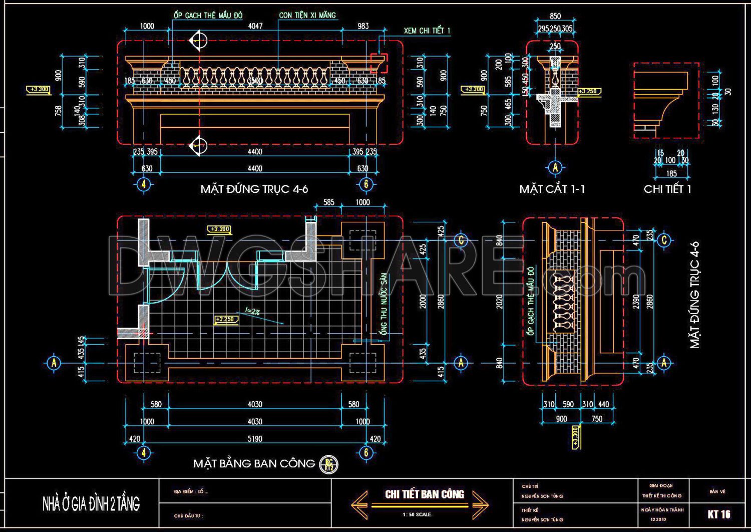 348. Detailed architectural CAD drawings of the facade, balcony ...