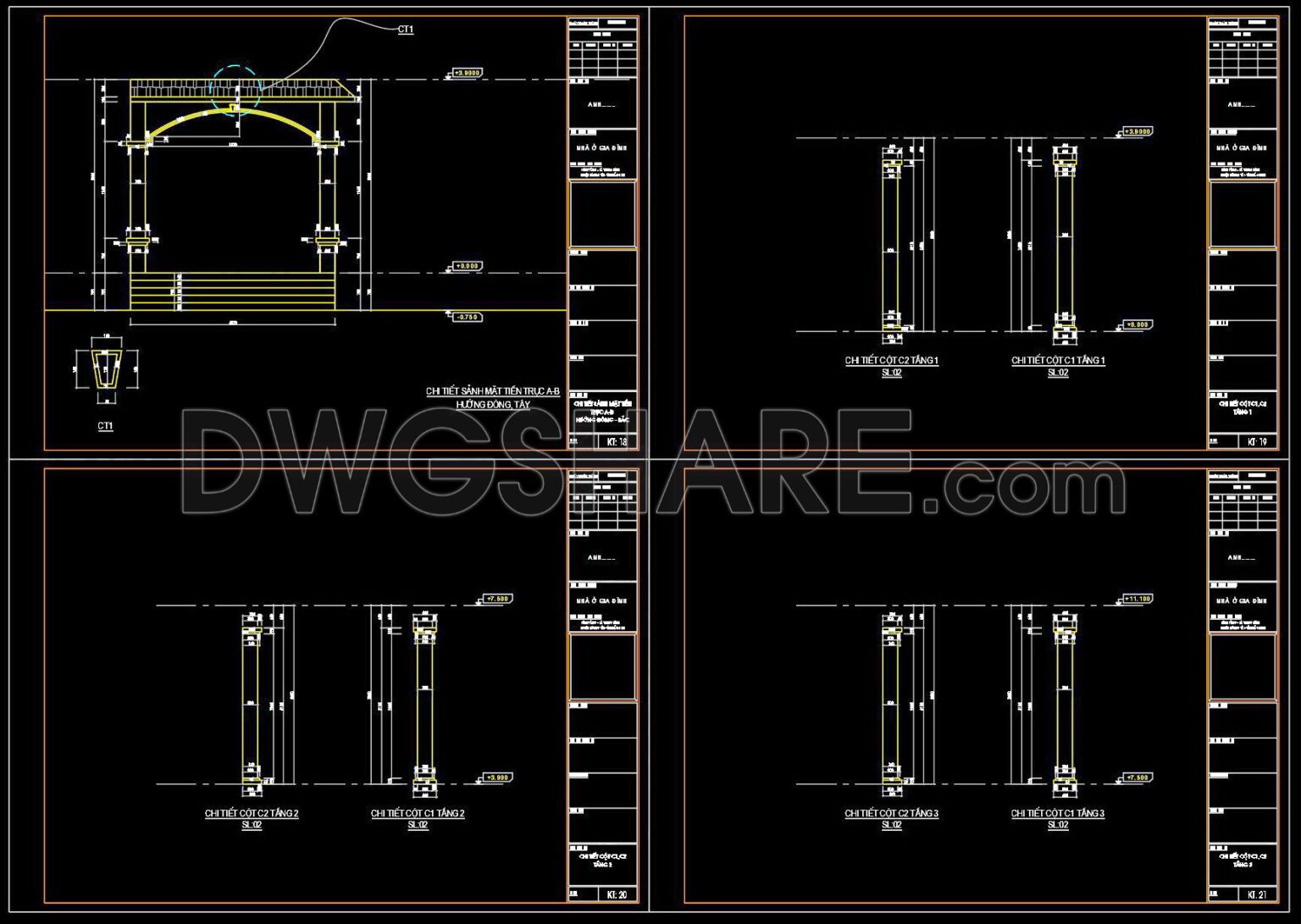 355. Free download of CAD drawings for architectural elevation details ...