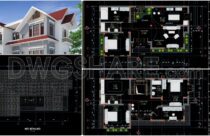 Autocad Drawing Of 3-Story House Plans 9.7x19.5m For Download