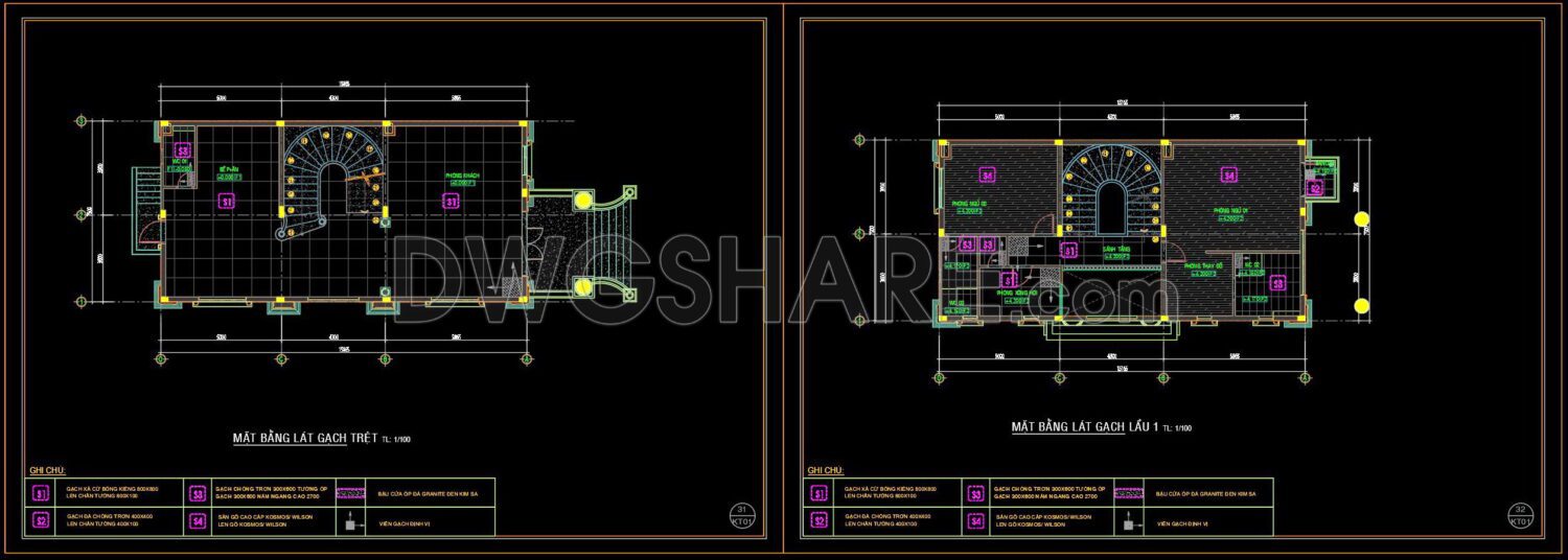 52. Download free detailed CAD drawings of floor plans for a 2-story ...