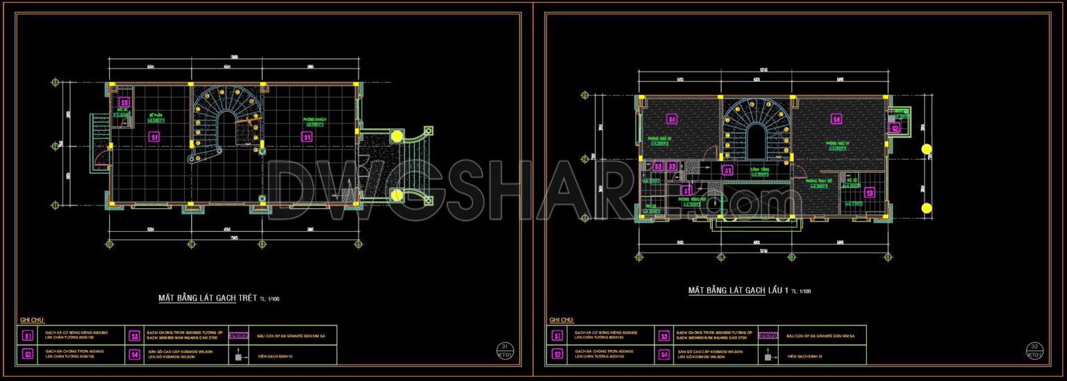 52. Download free detailed CAD drawings of floor plans for a 2-story ...