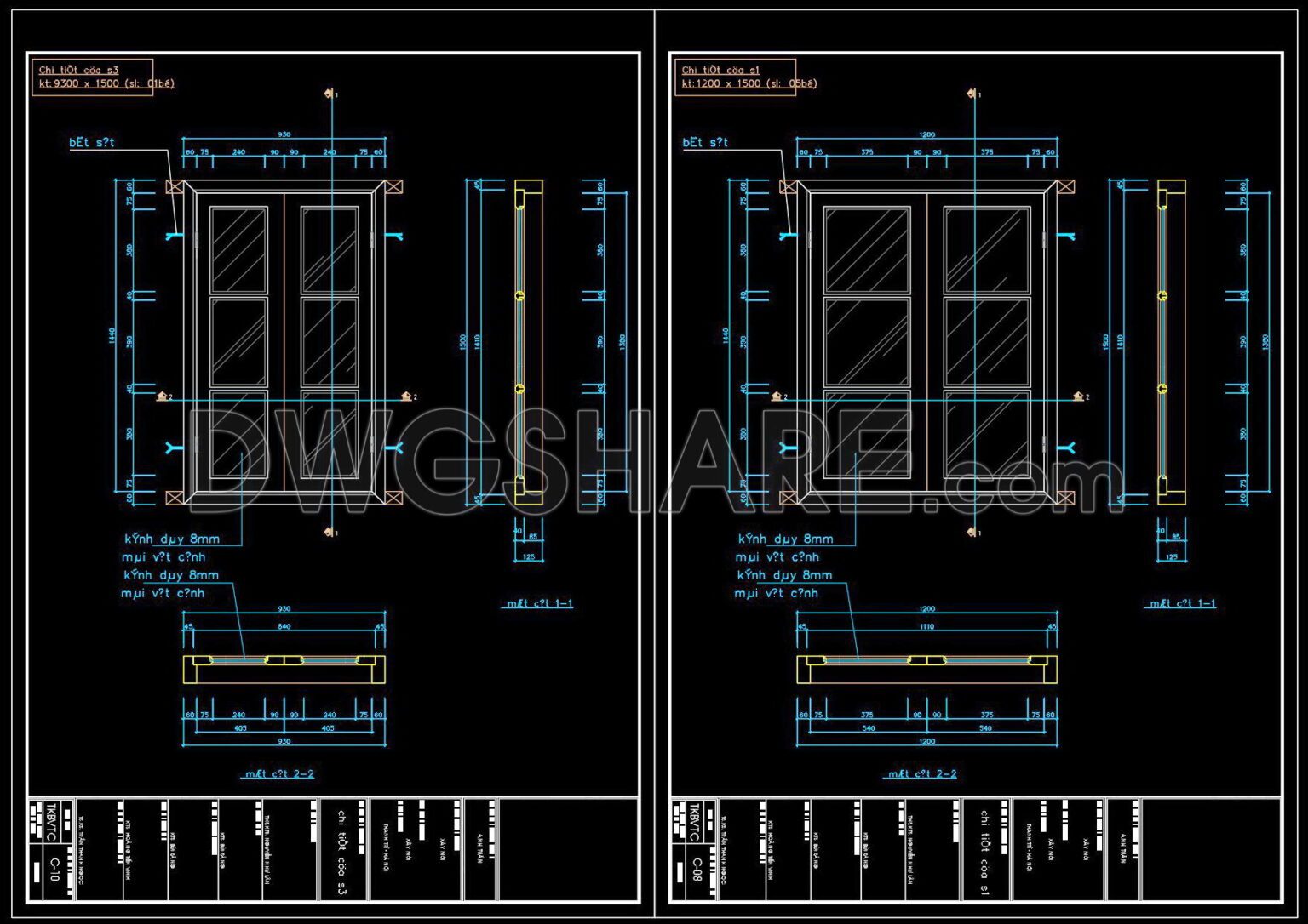 602. Detailed CAD Drawings Of Doors, Windows For Download