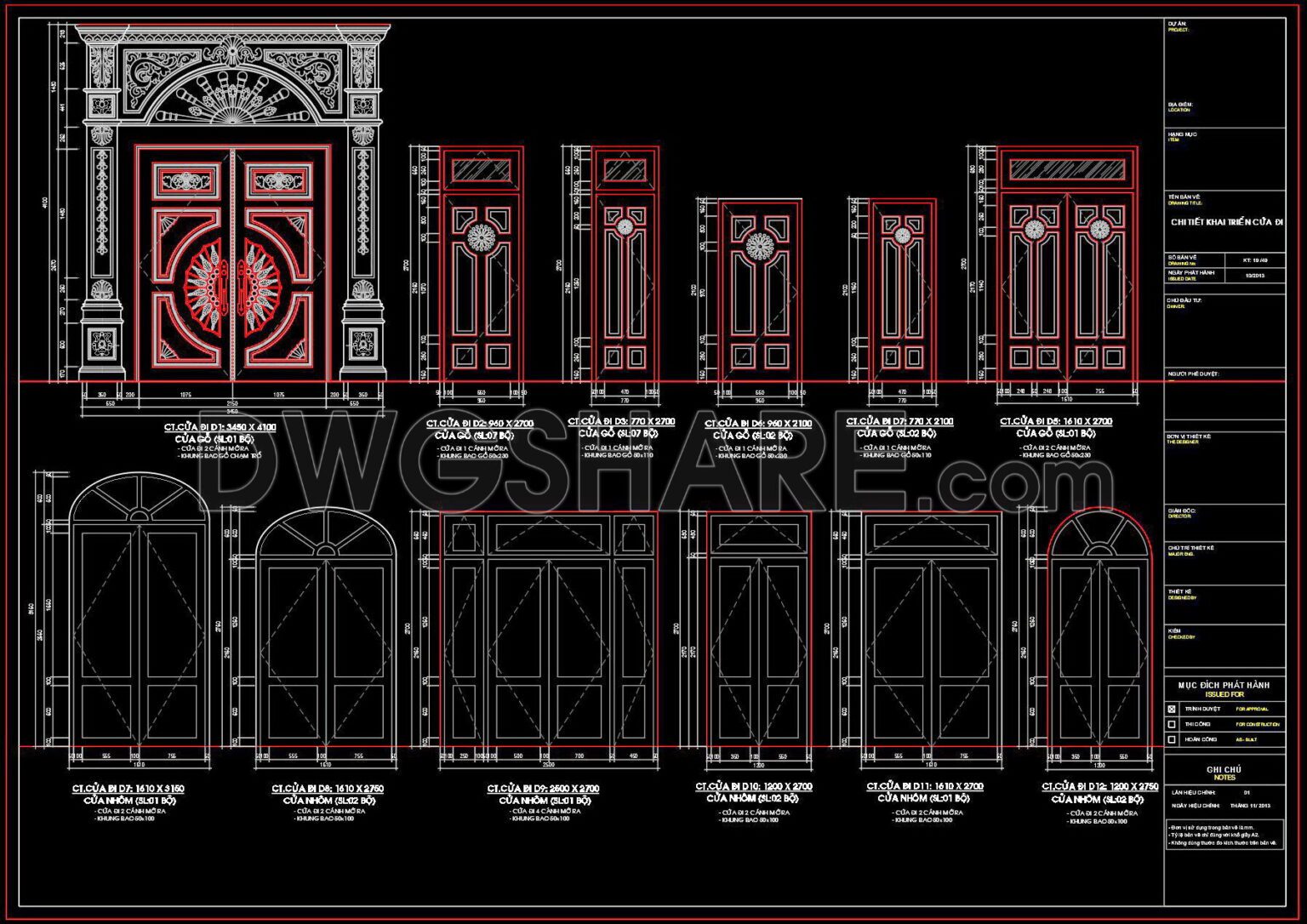 607. Detailed CAD Drawings Of Doors, Windows For Download