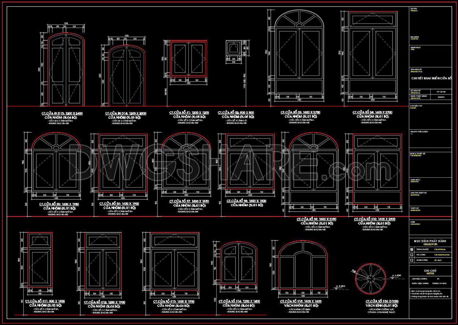 607. Detailed CAD Drawings Of Doors, Windows For Download