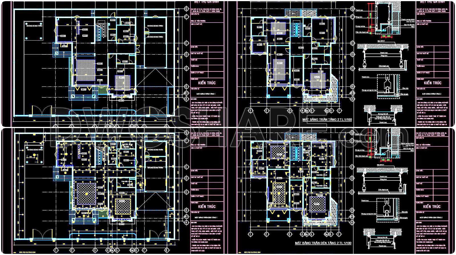 144. Detailed CAD drawings for the ceiling layout design of a 2-story ...
