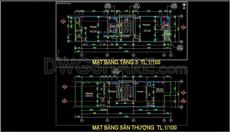 461. Download CAD Design Drawings for a 4-Story House with Dimensions 4 ...