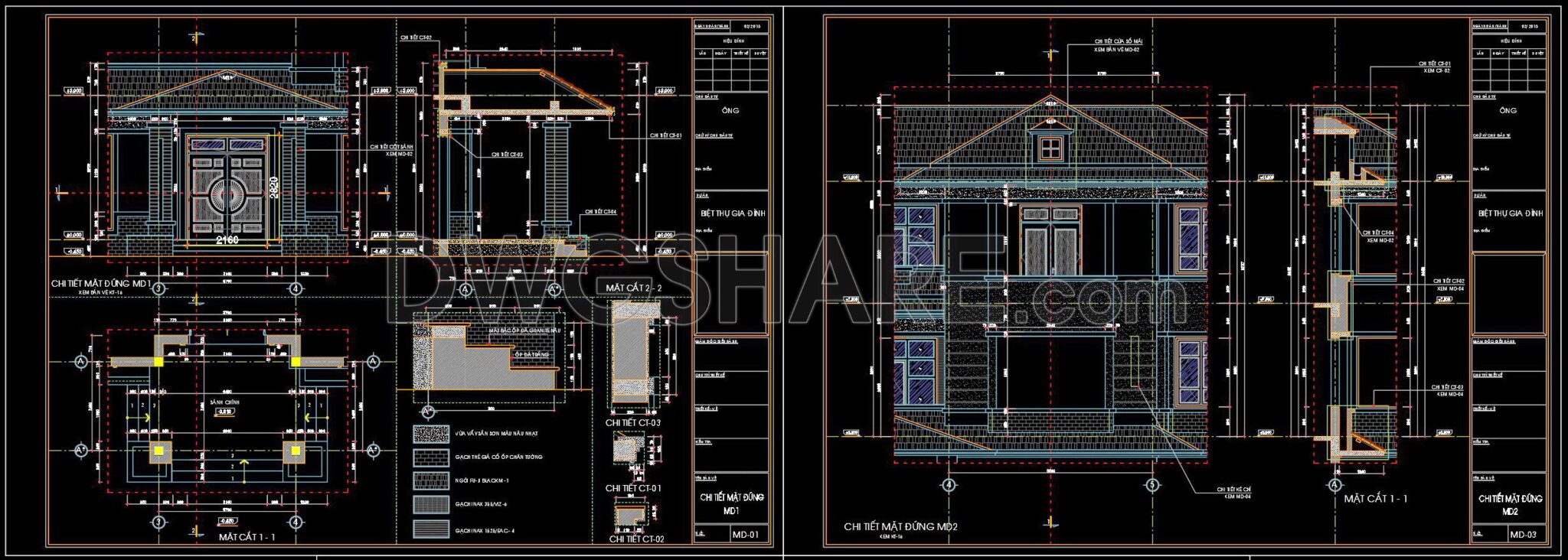 519. Download Free CAD Drawing of Residential Elevation Architectural ...