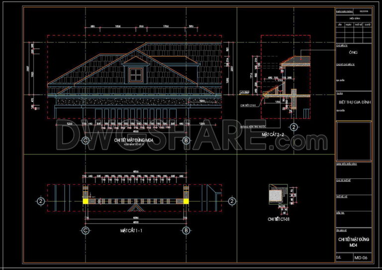 519. Download Free CAD Drawing of Residential Elevation Architectural ...