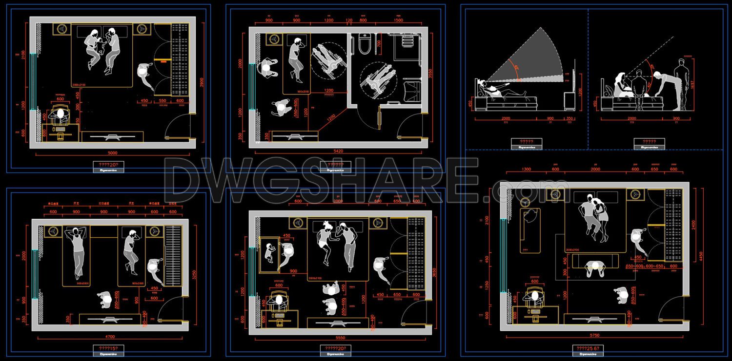 52. Download CAD Dynamic Blocks Library for Bedrooms