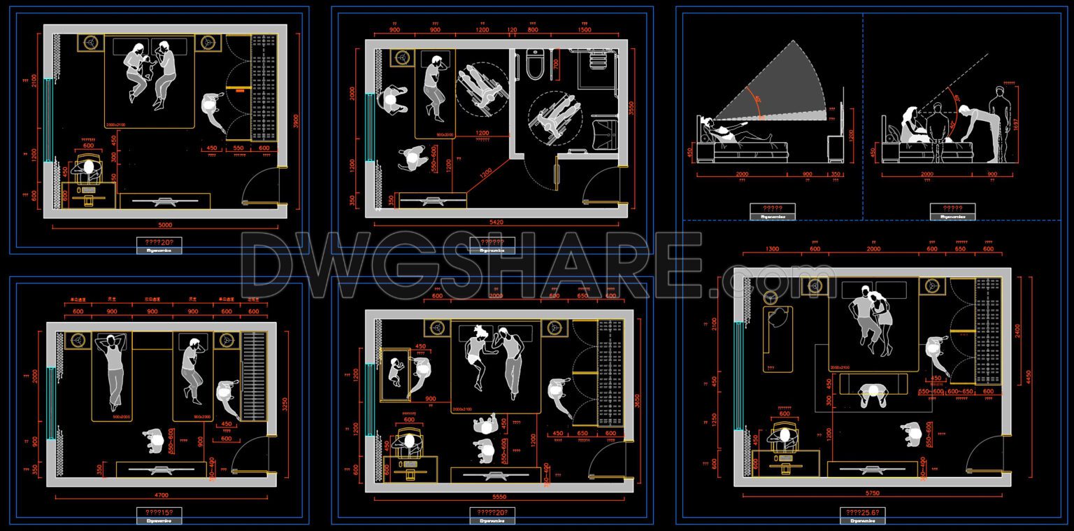 52. Download CAD Dynamic Blocks Library for Bedrooms