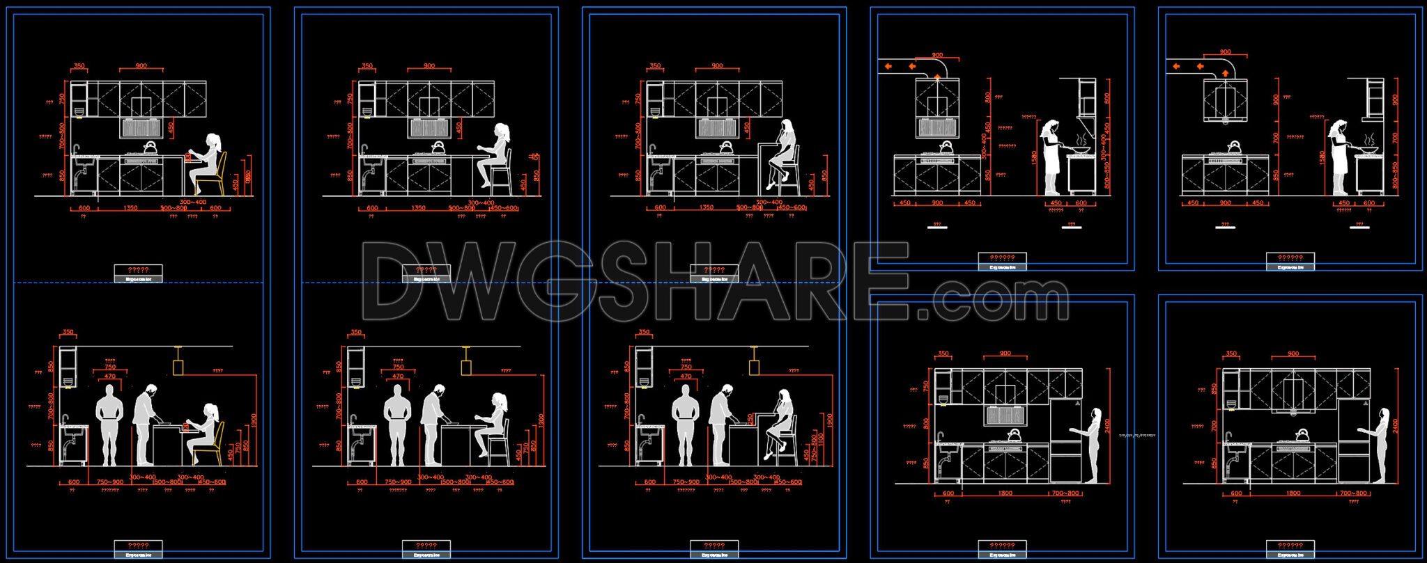 54. Download CAD Dynamic Blocks Library for Kitchens