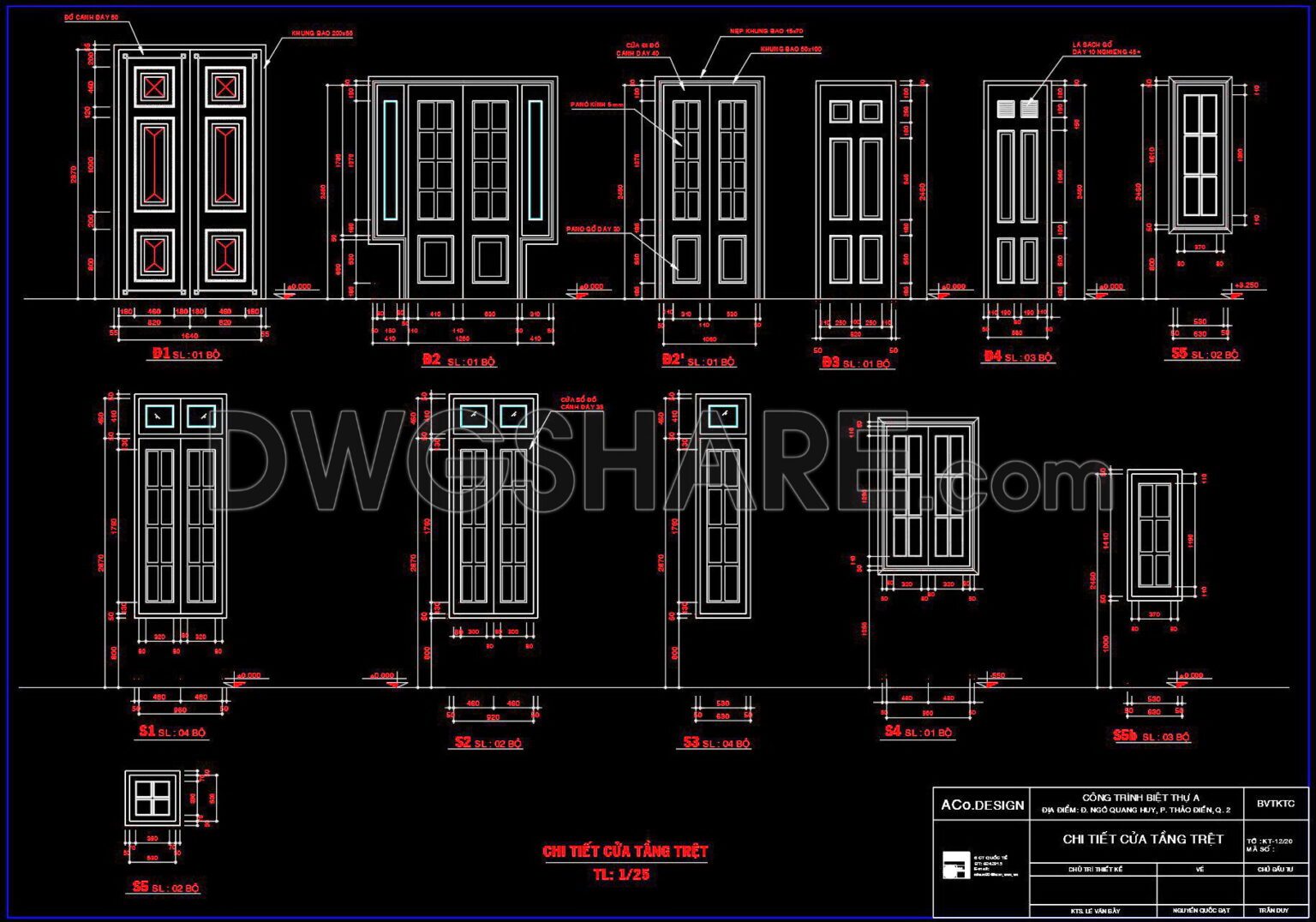 614. Detailed CAD Drawings Of Doors, Windows For Download
