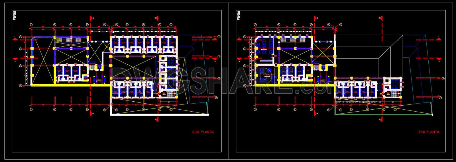 95. Download free CAD drawings of functional floor plans for hotel