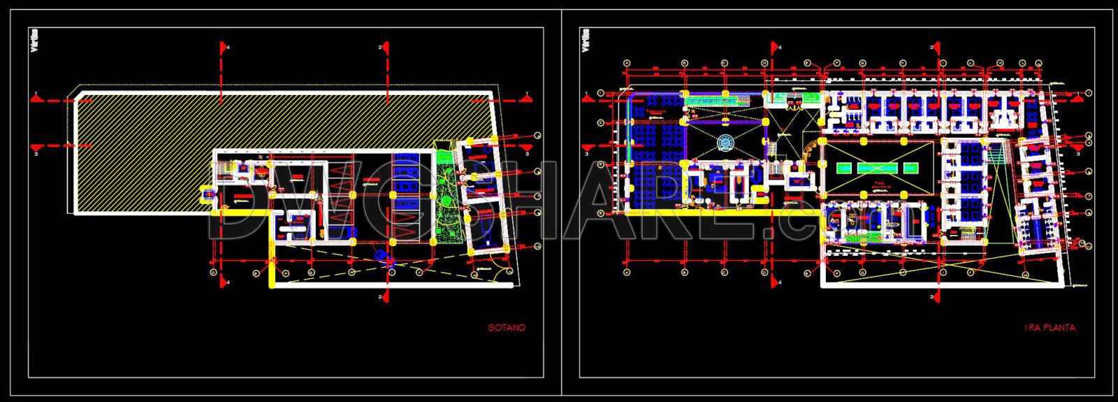 95. Download free CAD drawings of functional floor plans for hotel