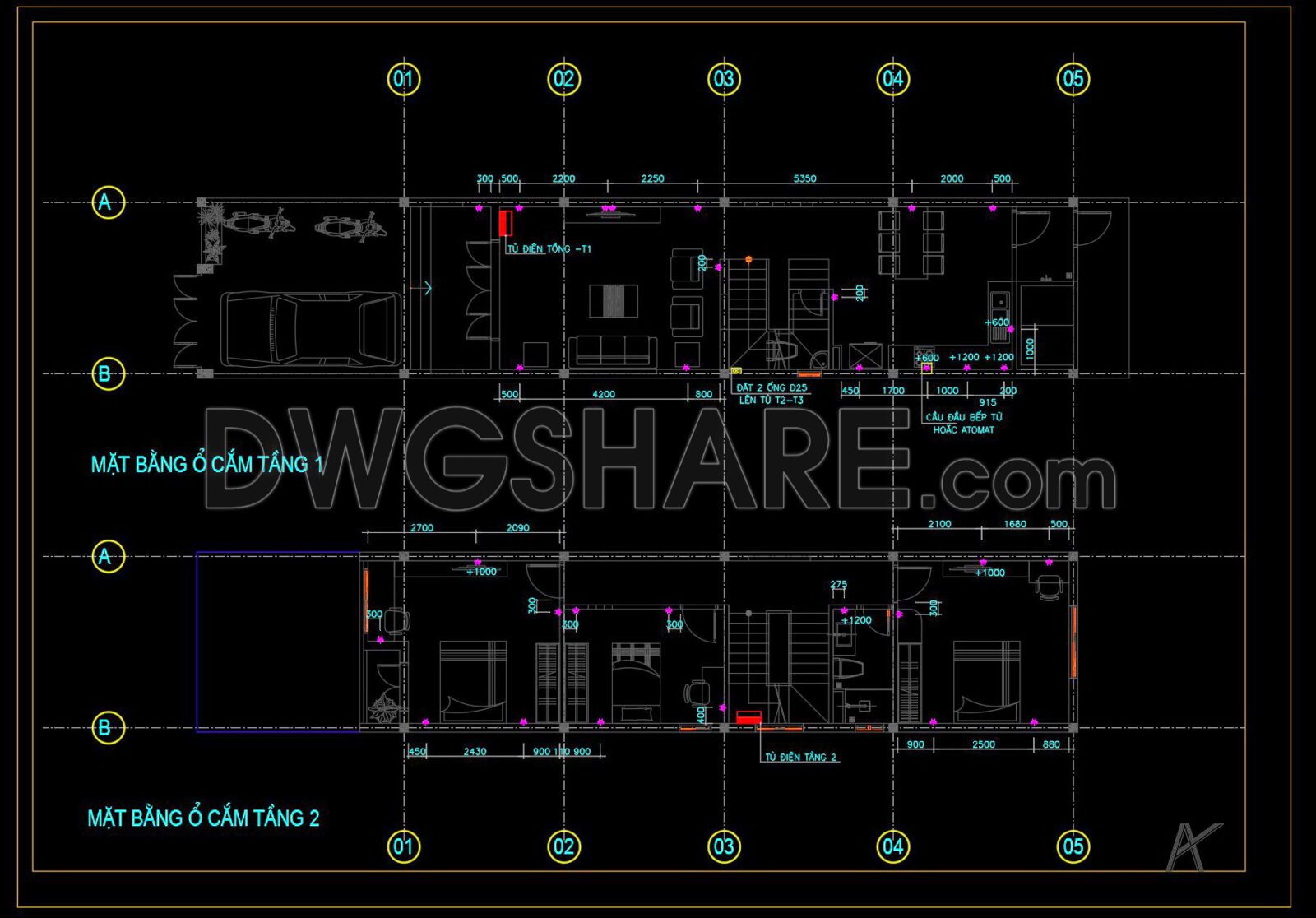110. CAD drawings for detailed electrical designs for a 3-story townhouse