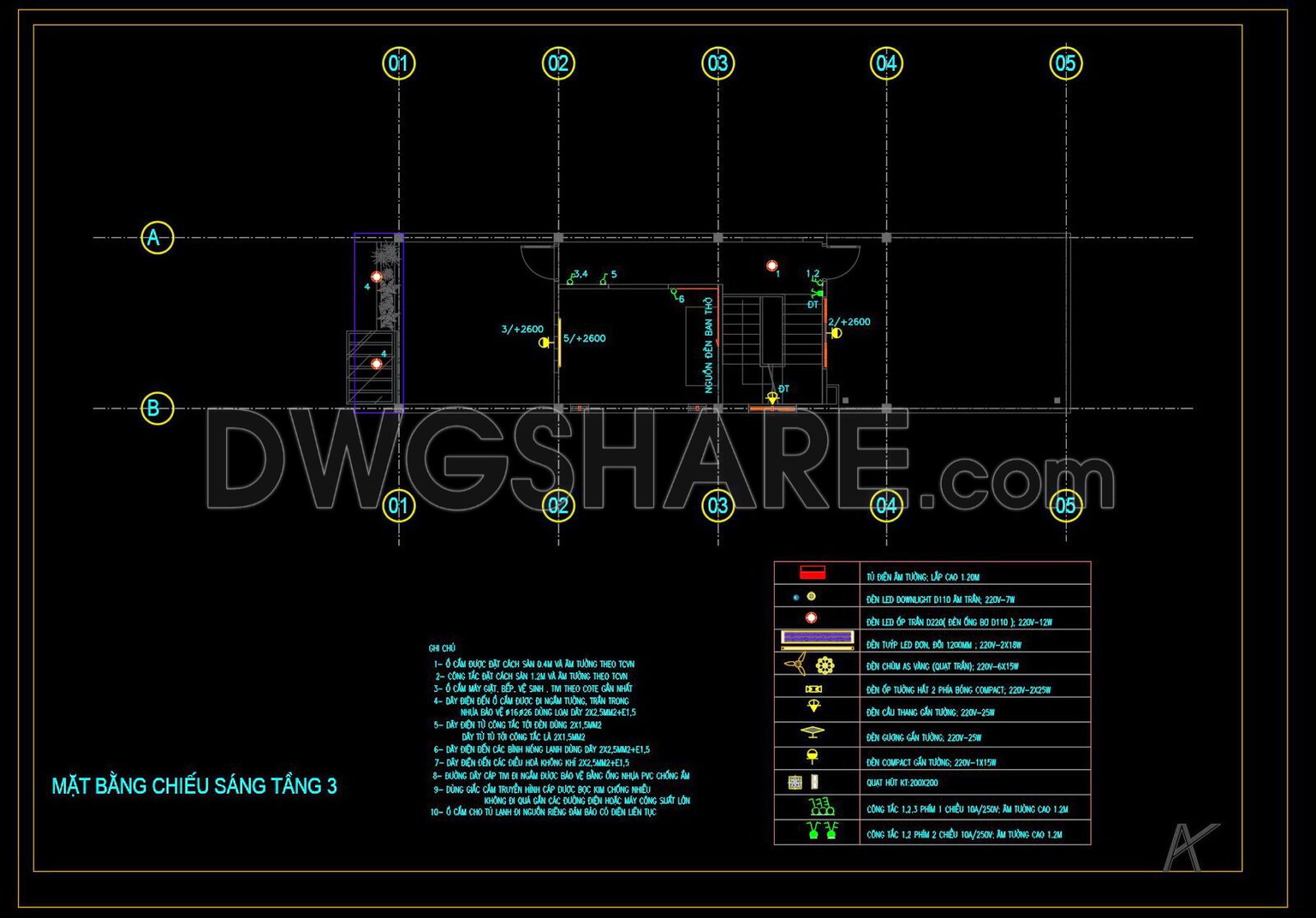 110. CAD drawings for detailed electrical designs for a 3-story townhouse