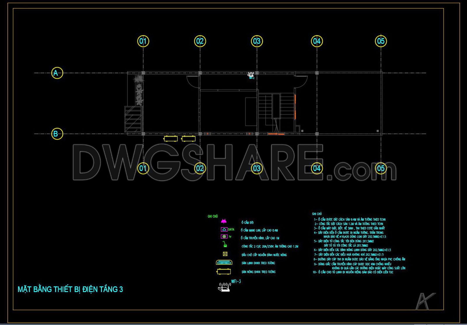 110. CAD drawings for detailed electrical designs for a 3-story townhouse
