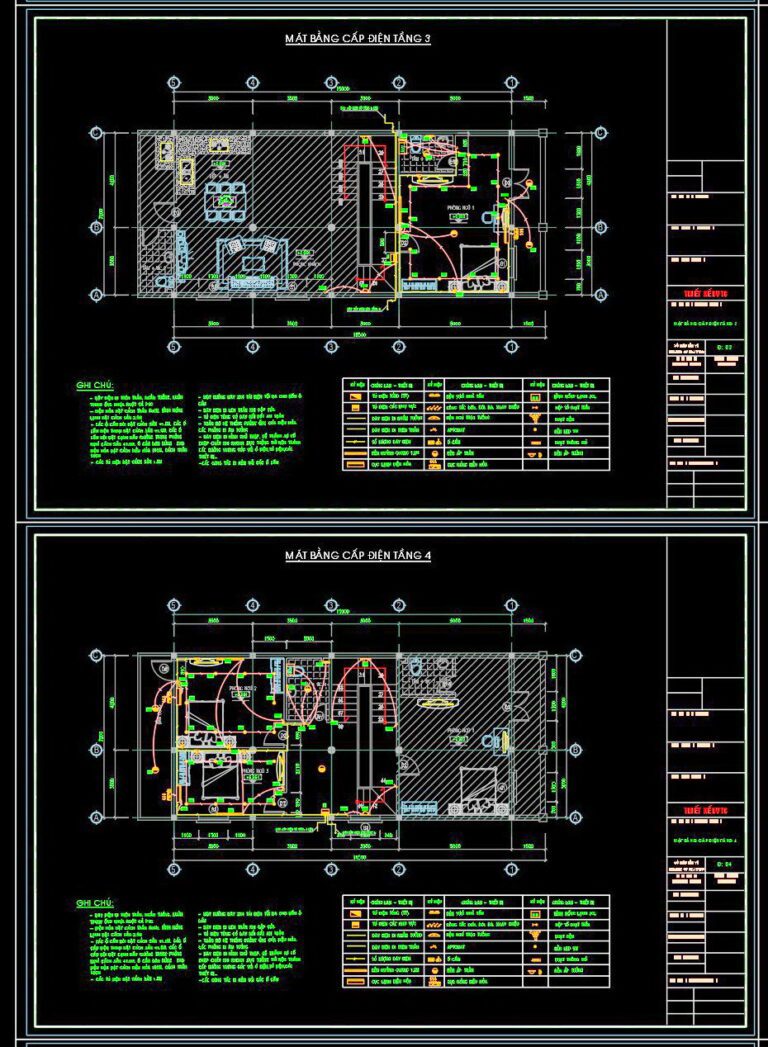 112. CAD drawings for detailed electrical designs for a 5-story townhouse